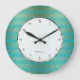 Gold Stripes Over Turquoise Background Large Clock | Zazzle