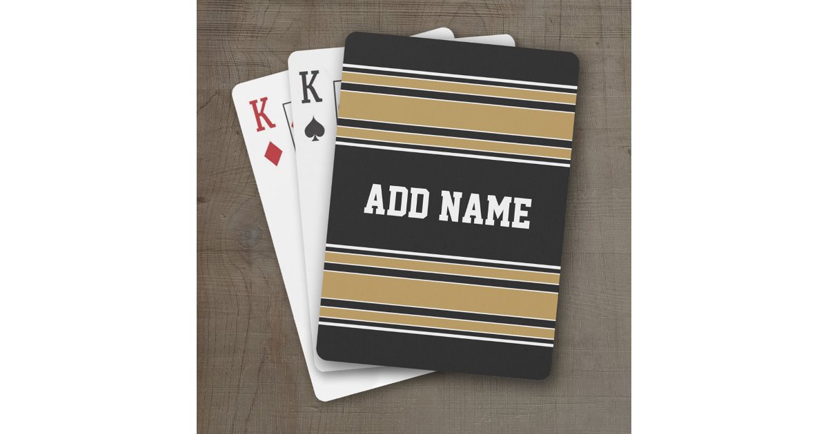 Gold Stripes Sports Jersey Name - CAN EDIT COLOR Poker Cards | Zazzle