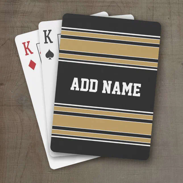 Gold Stripes Sports Jersey Name - CAN EDIT COLOR Poker Cards | Zazzle