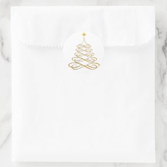 Gold Stylized Christmas Tree Stickers | Zazzle