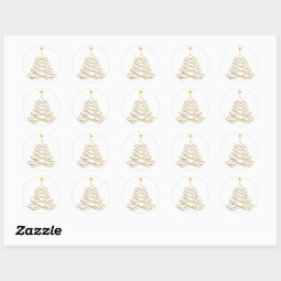 Gold Stylized Christmas Tree Stickers | Zazzle