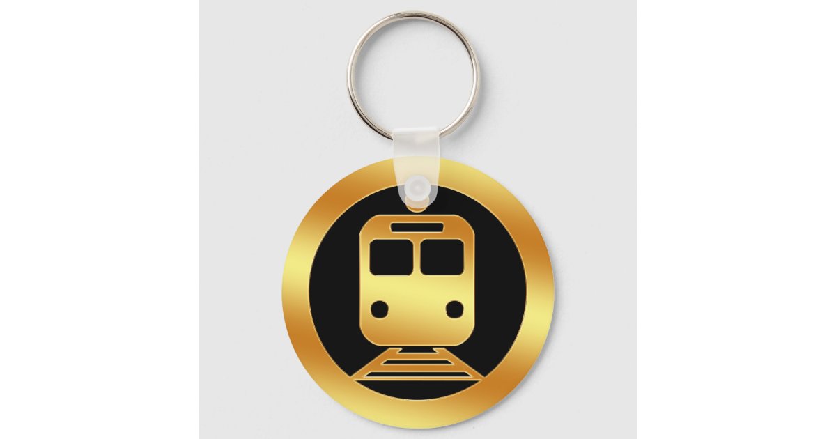 Gold Subway Train Symbol Keychain | Zazzle