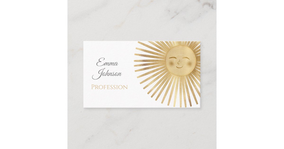 Gold Sun Happy Sunshine Business Card | Zazzle