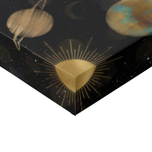Gold Sun Moon Planets Space illustration Faux Canvas Print | Zazzle