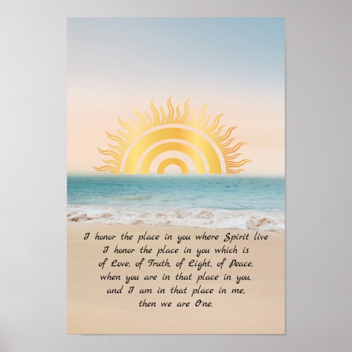 Gold Sun Namaste Definition Poster | Zazzle.com