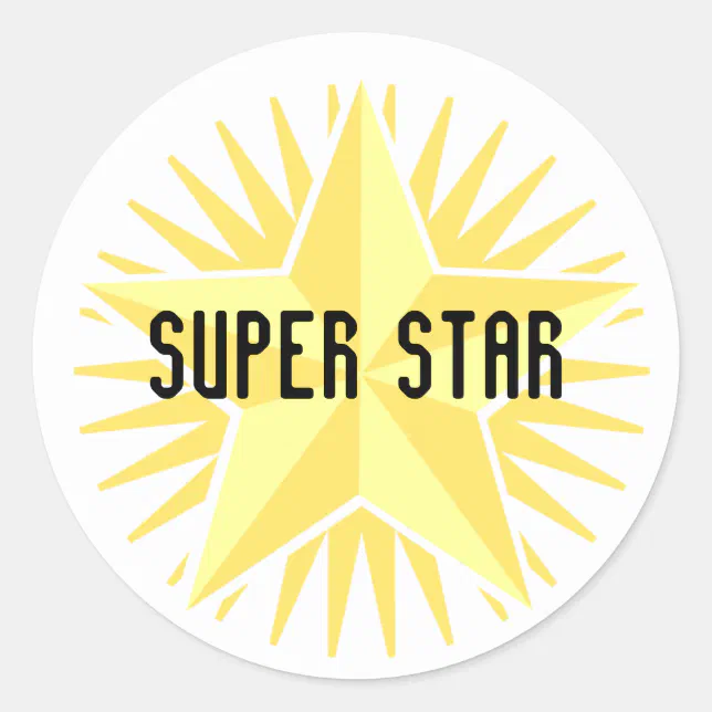 Gold Super Star Sticker | Zazzle