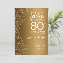 Gold Surprise 80th Birthday Invitation | Zazzle