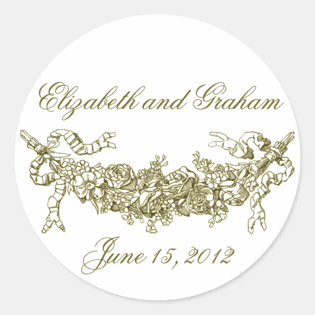 Gold Swag Romantic Stckers / Envelope Seals | Zazzle