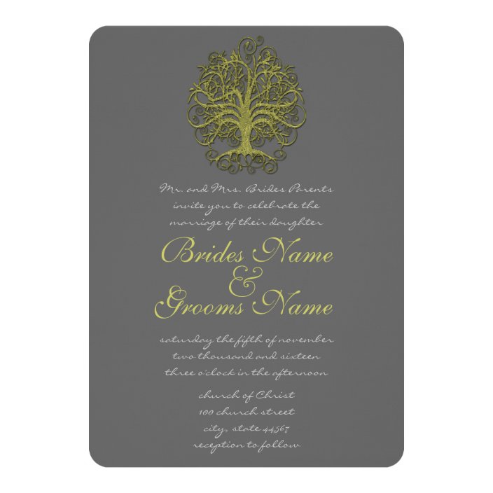 Gold Swirl Tree Roots of Love Wedding Invitation | Zazzle.com