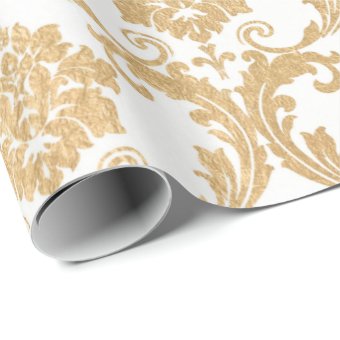 Gold swirls damask wrapping paper | Zazzle