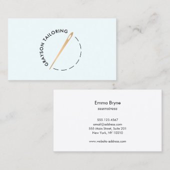 Gold Tailoring Needle and Thread Business Card | Zazzle