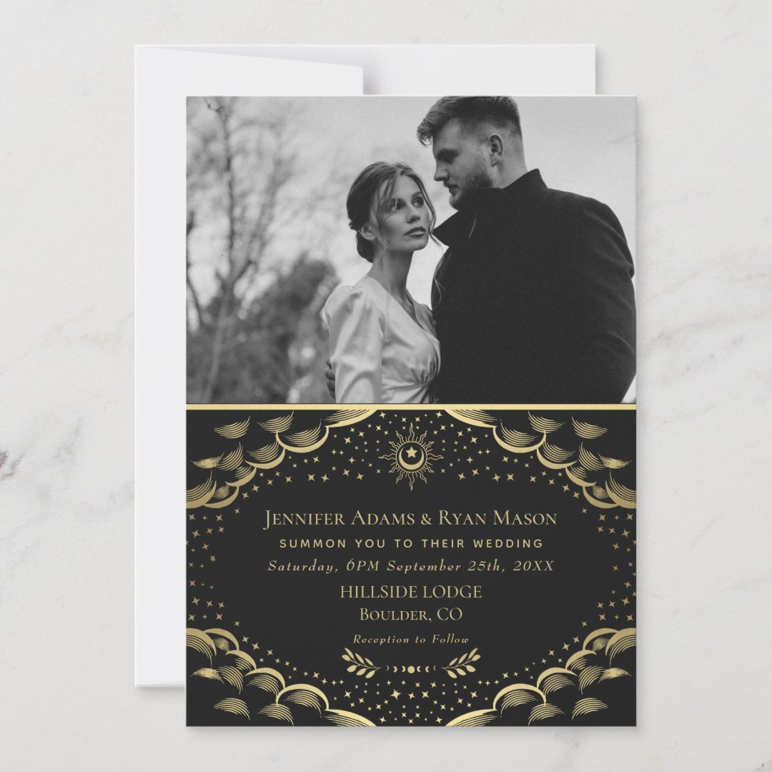 Gold Tarot Card Wedding Magnetic Photo Card | Zazzle