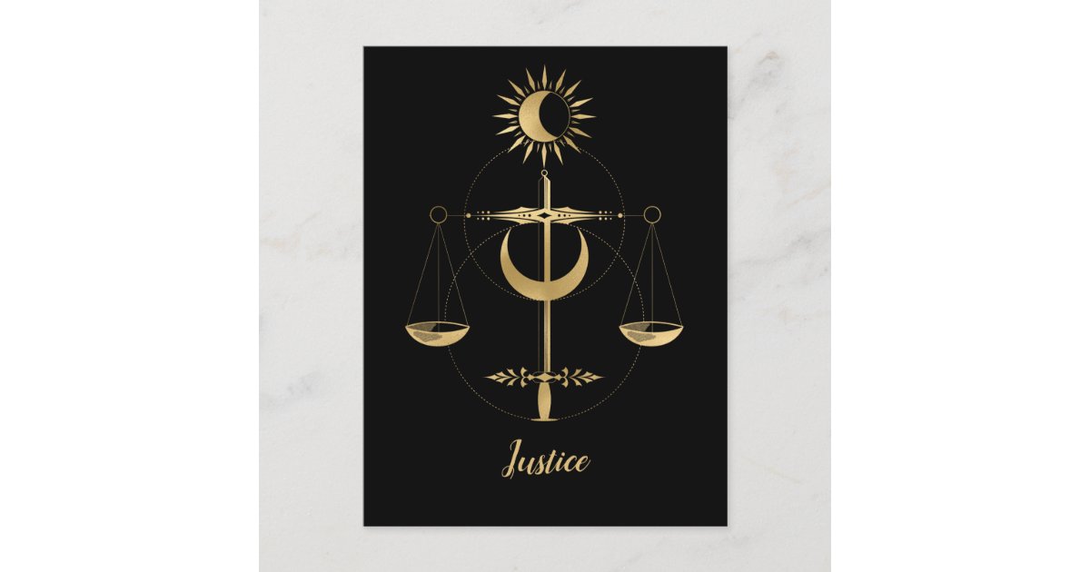Gold Tarot Justice Symbol Postcard | Zazzle