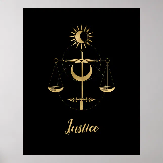 Gold Tarot Justice Symbol Poster | Zazzle
