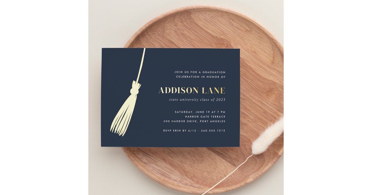 Gold Tassel Graduation Party Foil Invitation | Zazzle