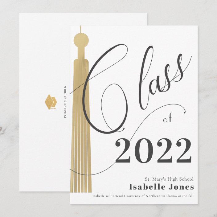 Gold Tassel White Graduation Invitation | Zazzle.com