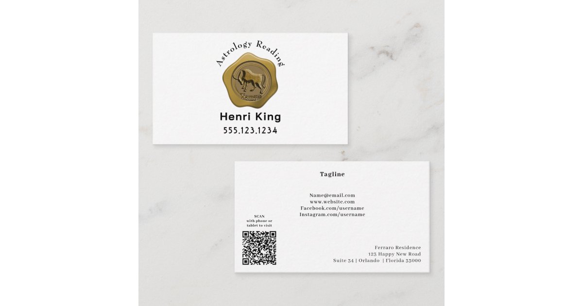 Gold Taurus Seal Coin & QR Code Astrology Business Card | Zazzle