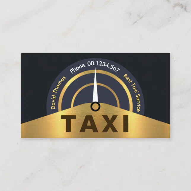 Gold Taxi Car Speedometer Business Card | Zazzle