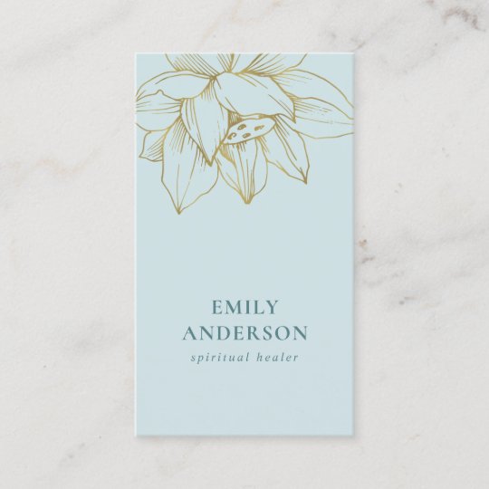 GOLD TEAL BLUE LOTUS SIMPLE REIKI SPIRITUAL HEALER BUSINESS CARD ...