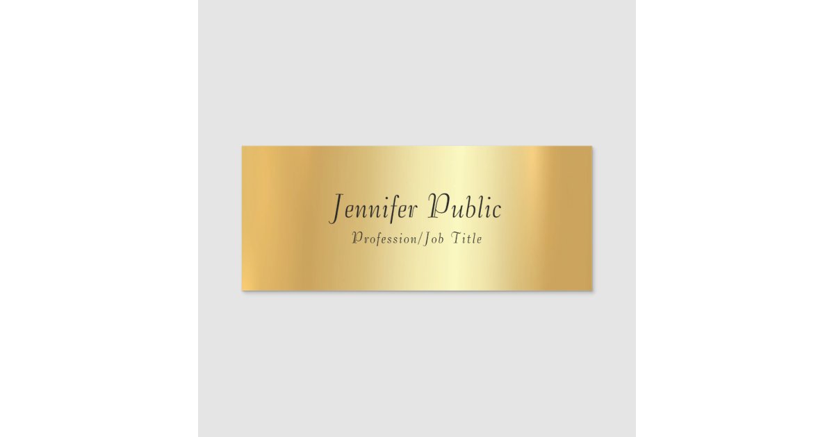 Gold Template Modern Handwritten Script Text Name Tag | Zazzle