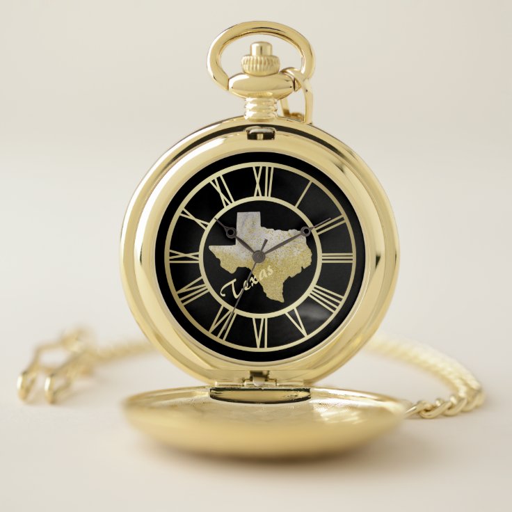 Gold Texas Confetti Pocket Watch | Zazzle