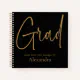 Gold Text Grad Name Graduation Black Guest Book | Zazzle