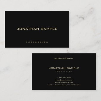 Gold Text Professional Elegant Simple Black Modern Business Card | Zazzle