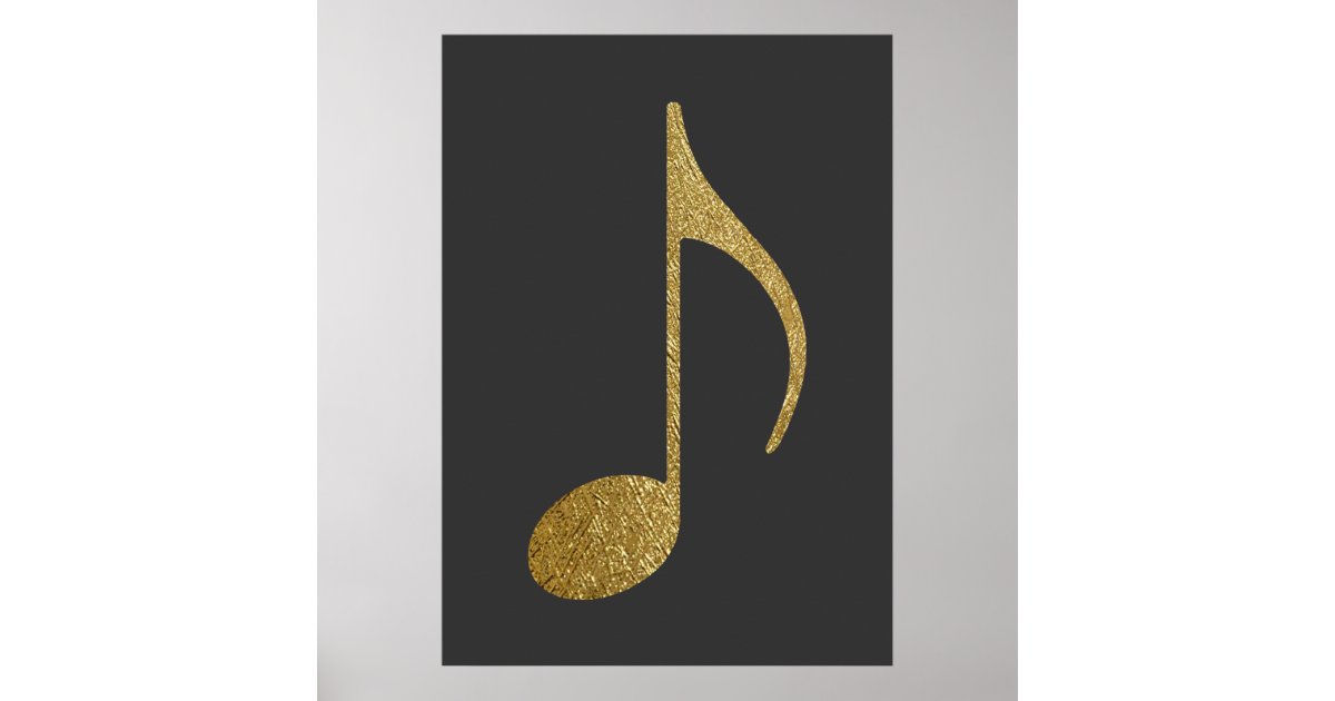 gold texture music note poster | Zazzle