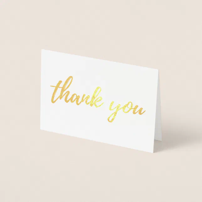 Gold thank you card folded. Modern wedding foil | Zazzle