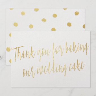 Gold "Thank you for baking our wedding cake" Thank You Card | Zazzle