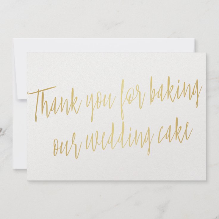 Gold "Thank you for baking our wedding cake" Thank You Card | Zazzle