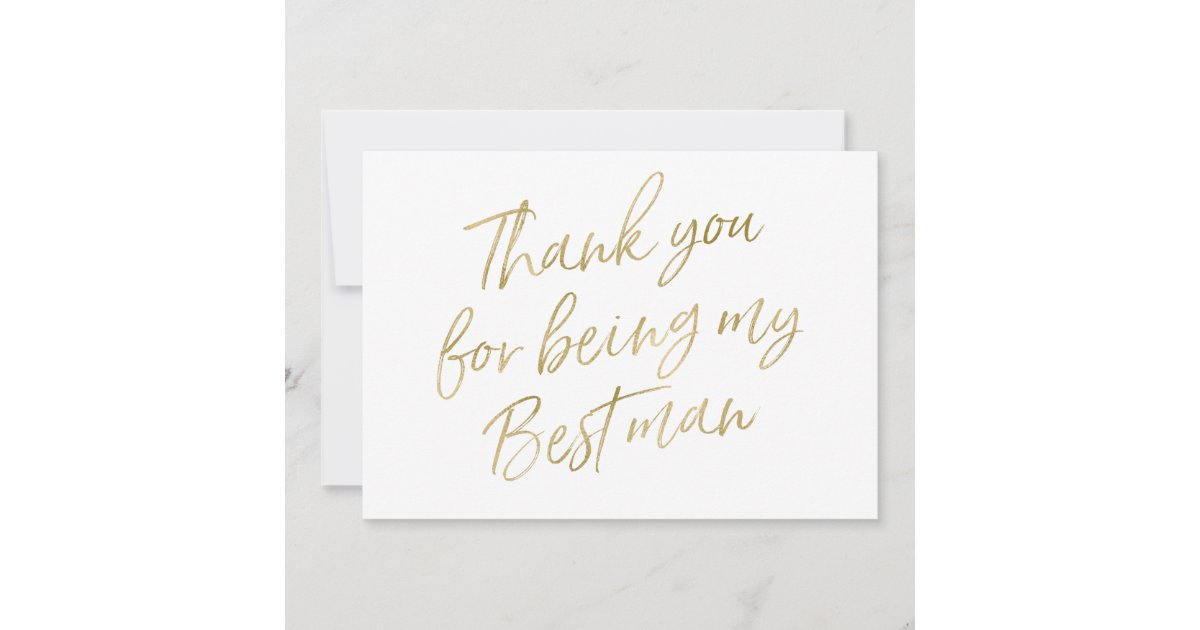 Gold "Thank you for being my best man" Thank You Card | Zazzle