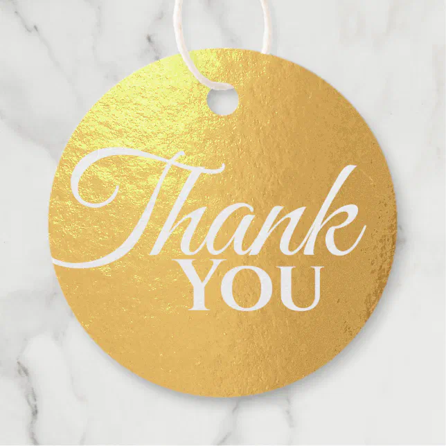 Gold thank you plain simple minimalist golden foil favor tags | Zazzle