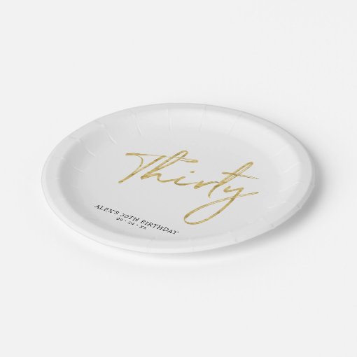 Gold Thirty Lettering 30th birthday Paper Plates | Zazzle