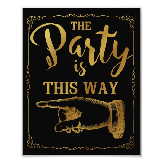 gold This way party wedding sign left arrow | Zazzle.com