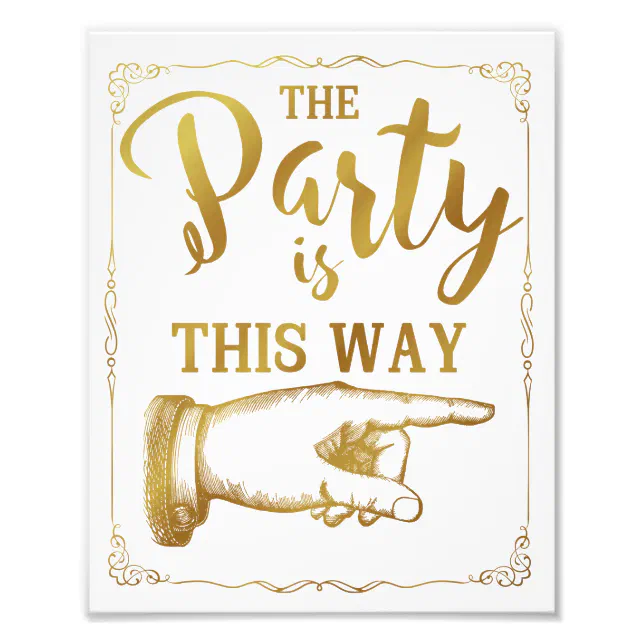 gold This way party wedding sign right arrow | Zazzle