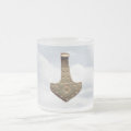 Gold Thor Hammer clouds frosted glass mug | Zazzle