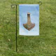 Gold Thor Hammer clouds garden flag | Zazzle