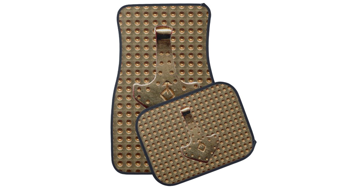 Gold Thor Hammer Gold Indent car mats front n rear | Zazzle
