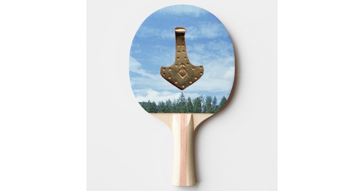 Gold Thor Hammer trees ping pong paddle | Zazzle