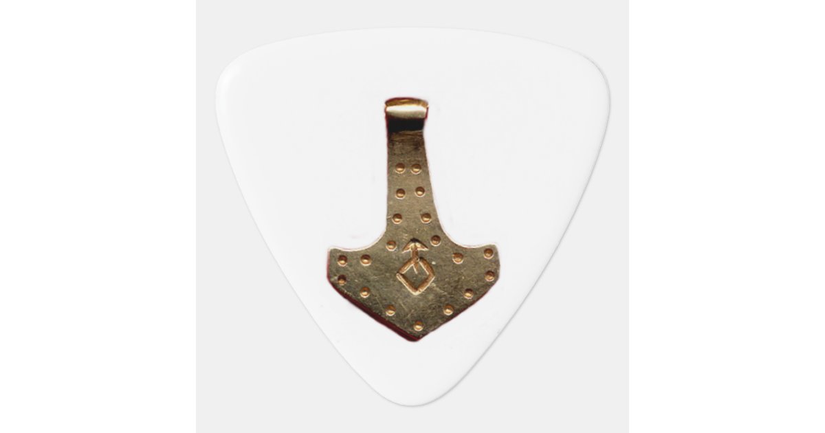 Gold Thor Hammer white triangle guitar pick | Zazzle