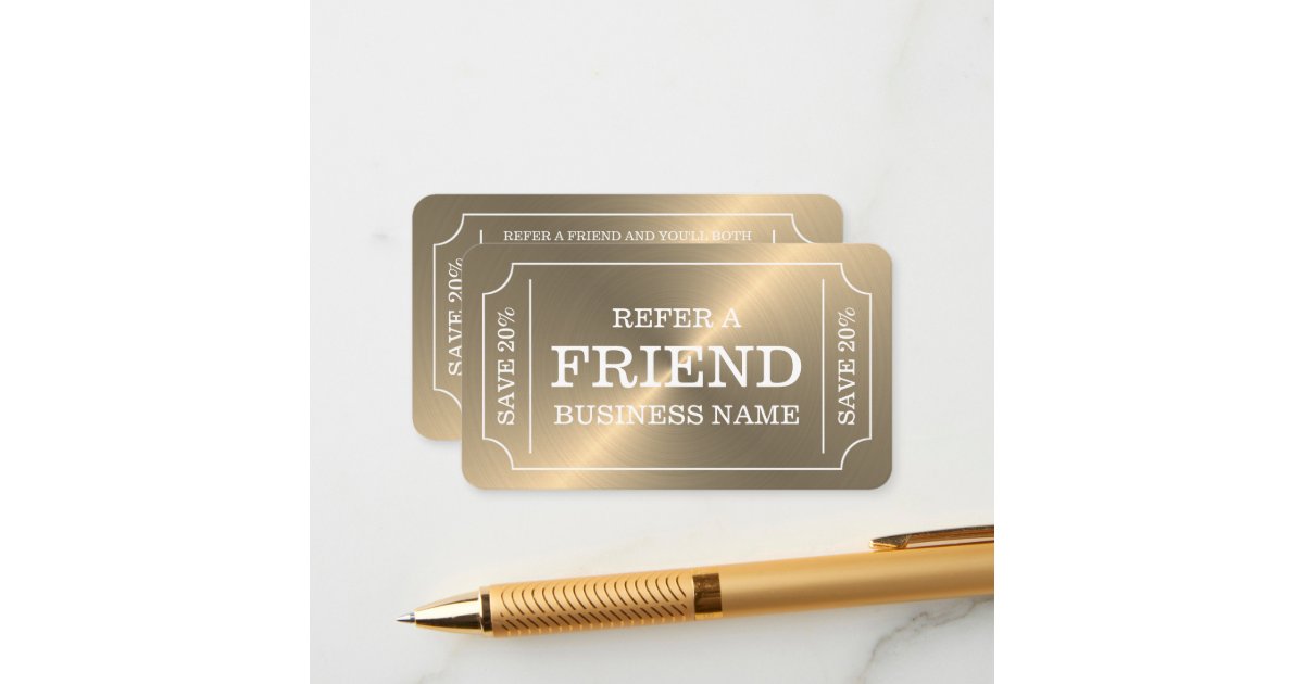 Gold Ticket Style Referral Card | Zazzle