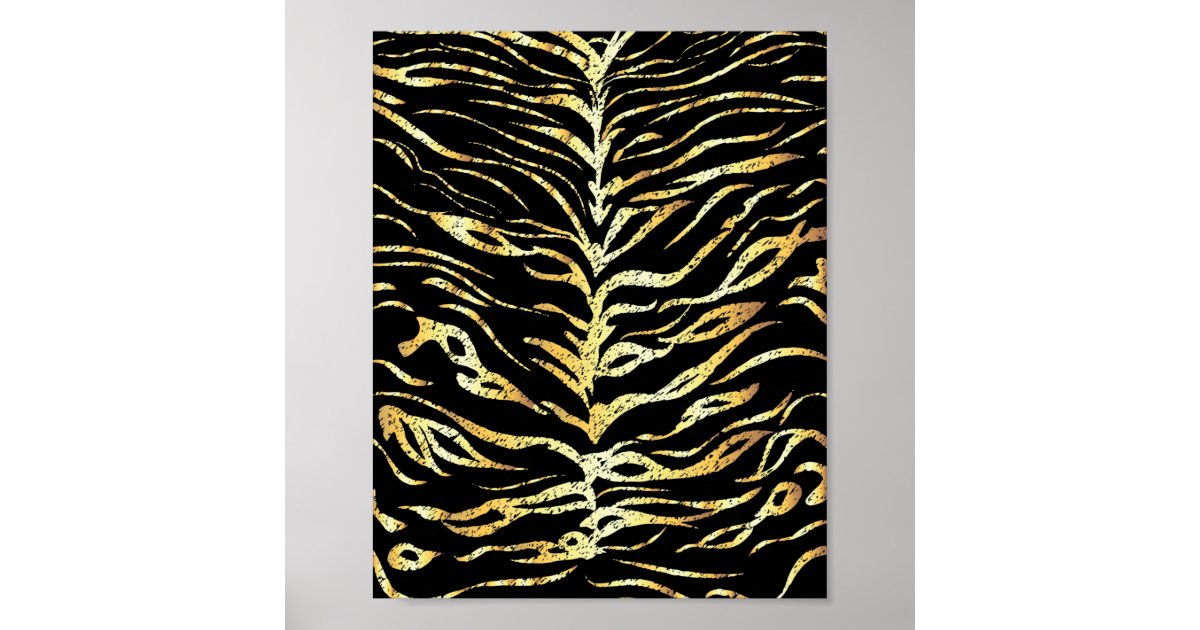 Gold tiger stripes design poster | Zazzle