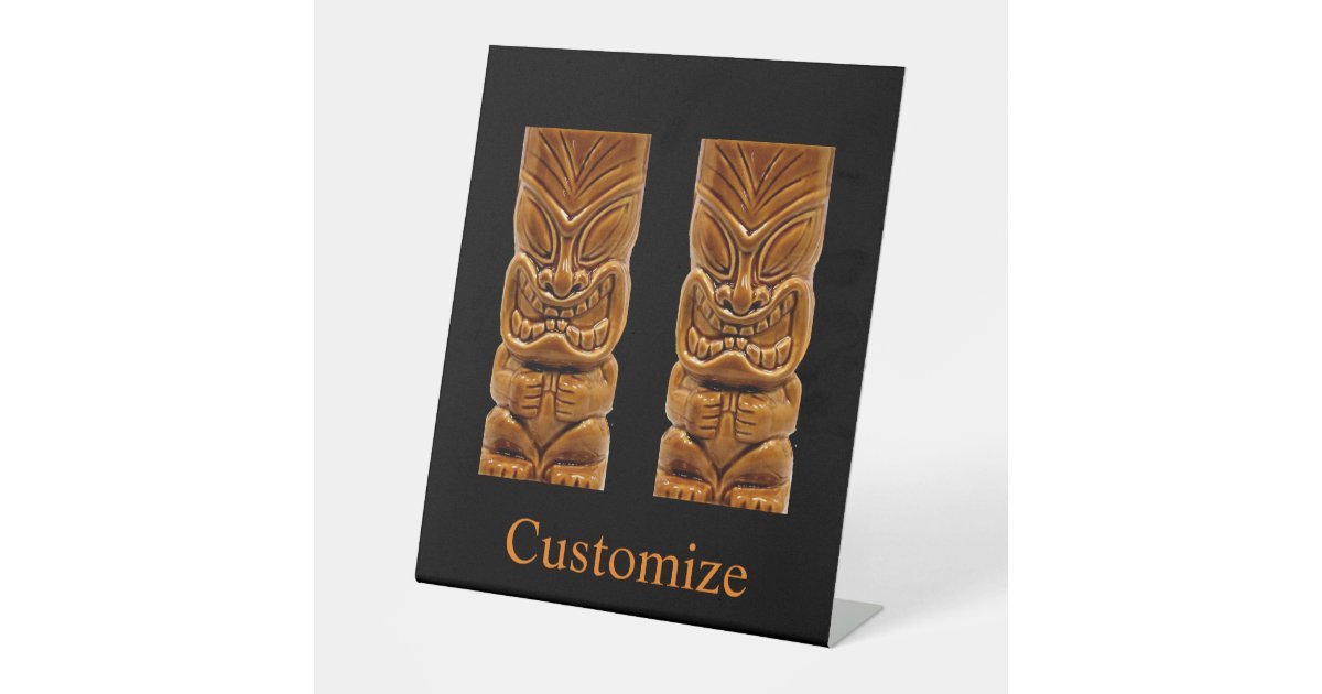 Gold Tiki Sculpture Thunder_Cove Pedestal Sign | Zazzle
