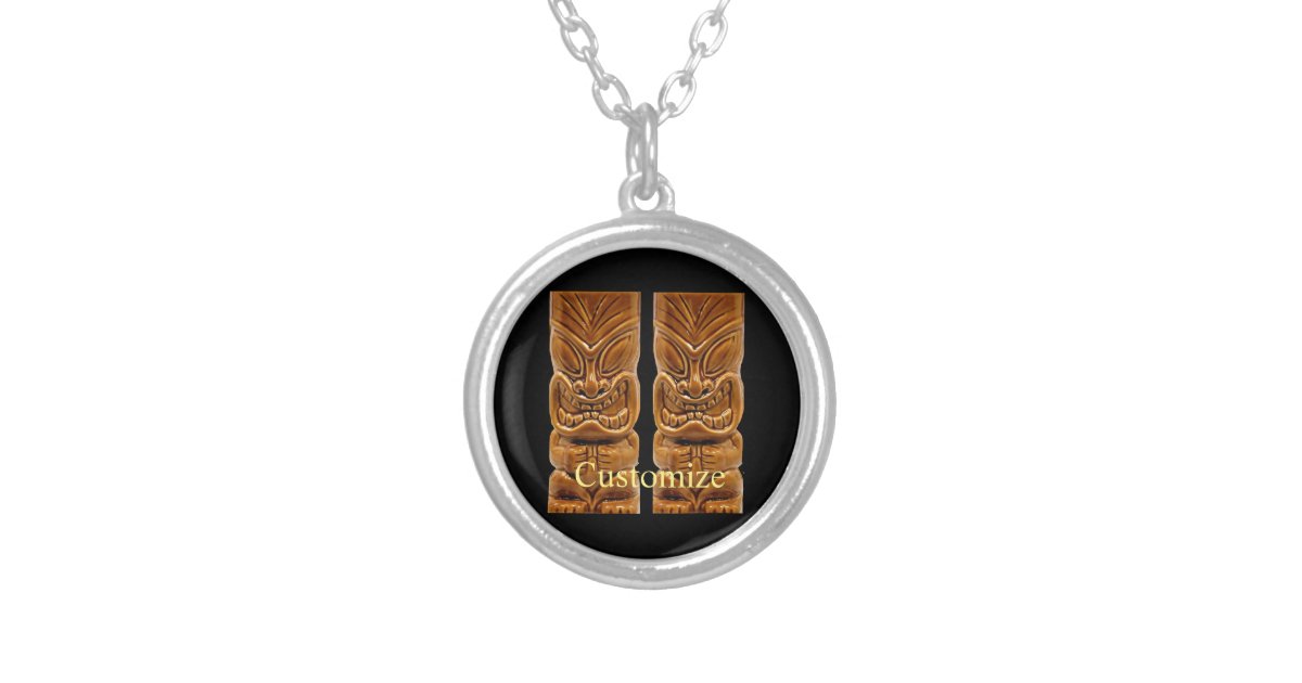 Gold Tiki Sculpture Thunder_Cove Silver Plated Necklace | Zazzle