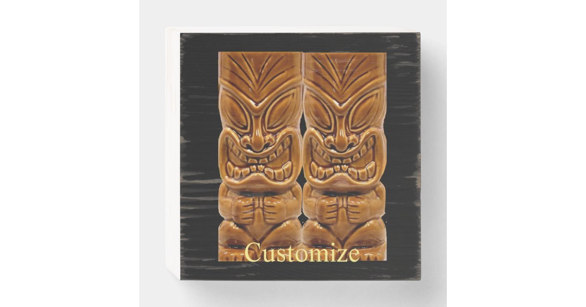 Gold Tiki Sculpture Thunder_Cove Wooden Box Sign | Zazzle