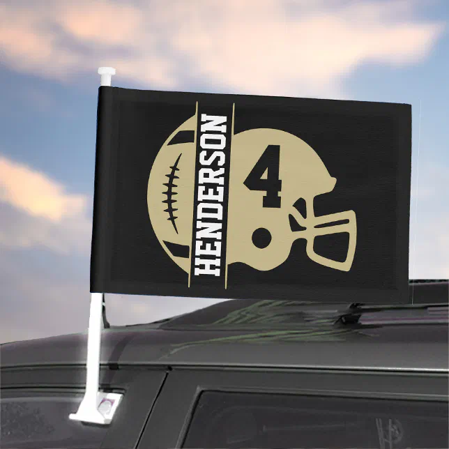 Gold Tone American Football Customized Game Day Car Flag | Zazzle