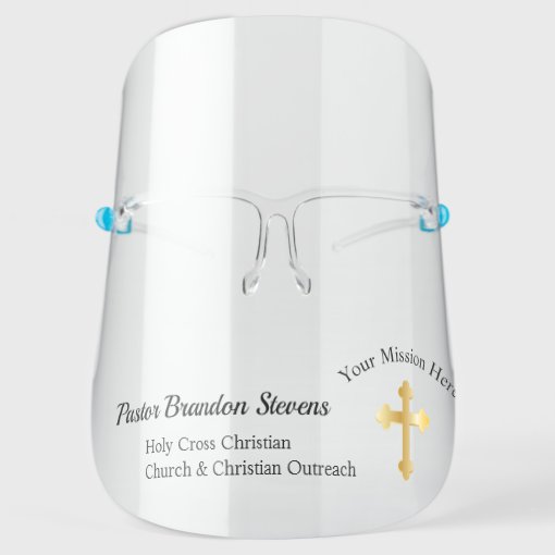 Gold Tone Cross Pastor | Priest | Church Member Face Shield | Zazzle