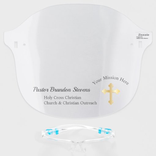 Gold Tone Cross Pastor | Priest | Church Member Face Shield | Zazzle