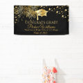 Gold Tone Fireworks | Stars Congrats Grad Black Banner | Zazzle